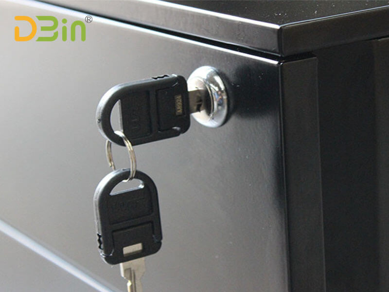 Industrial mobile 3-drawer steel pedestal with lock & keys-DBin Office ...